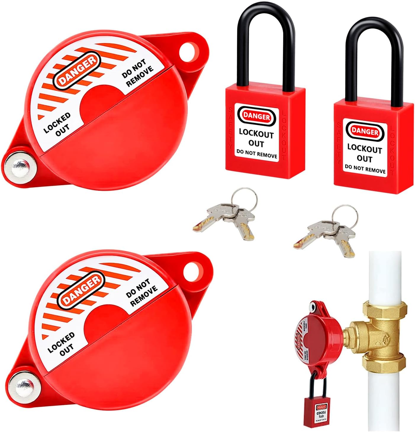 smseace 2Pcs Gate Valve Lockout Device with Safety Paclock Suited for ...