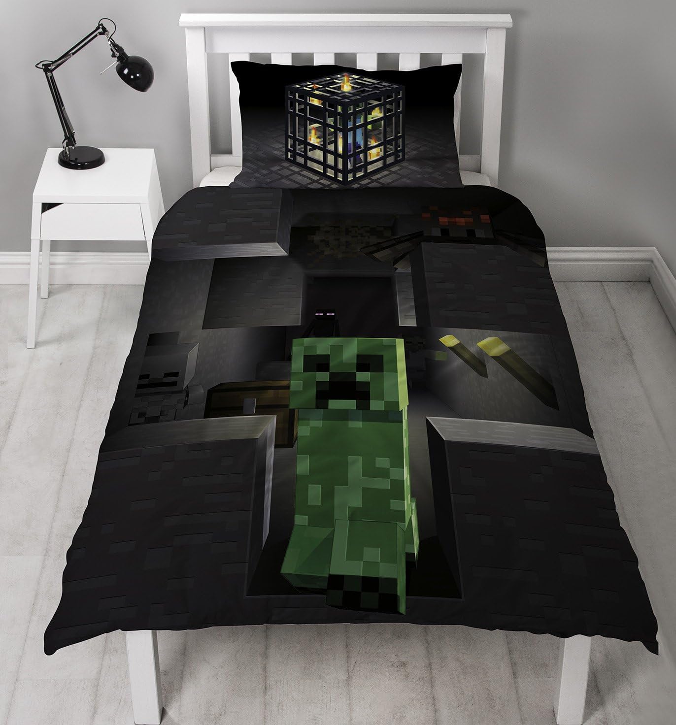 Minecraft Creeper Reversible Duvet Cover Set, Polyester-Cotton, Single ...