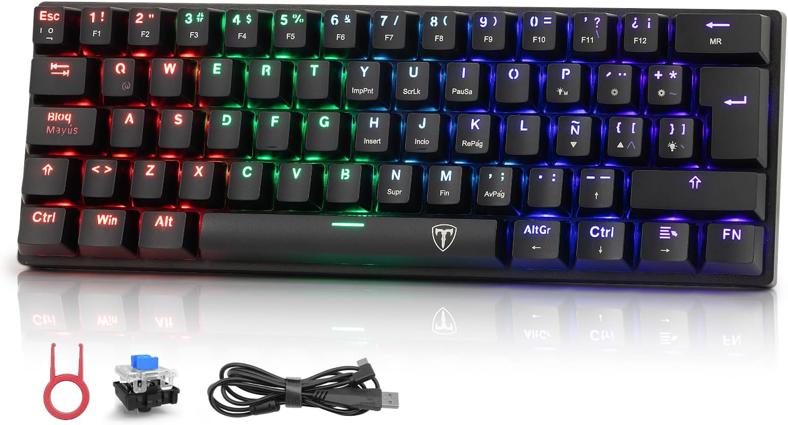 TERPORT Teclado Mecánico Transparente de RGB Retroiluminación, Z11 E158 ...
