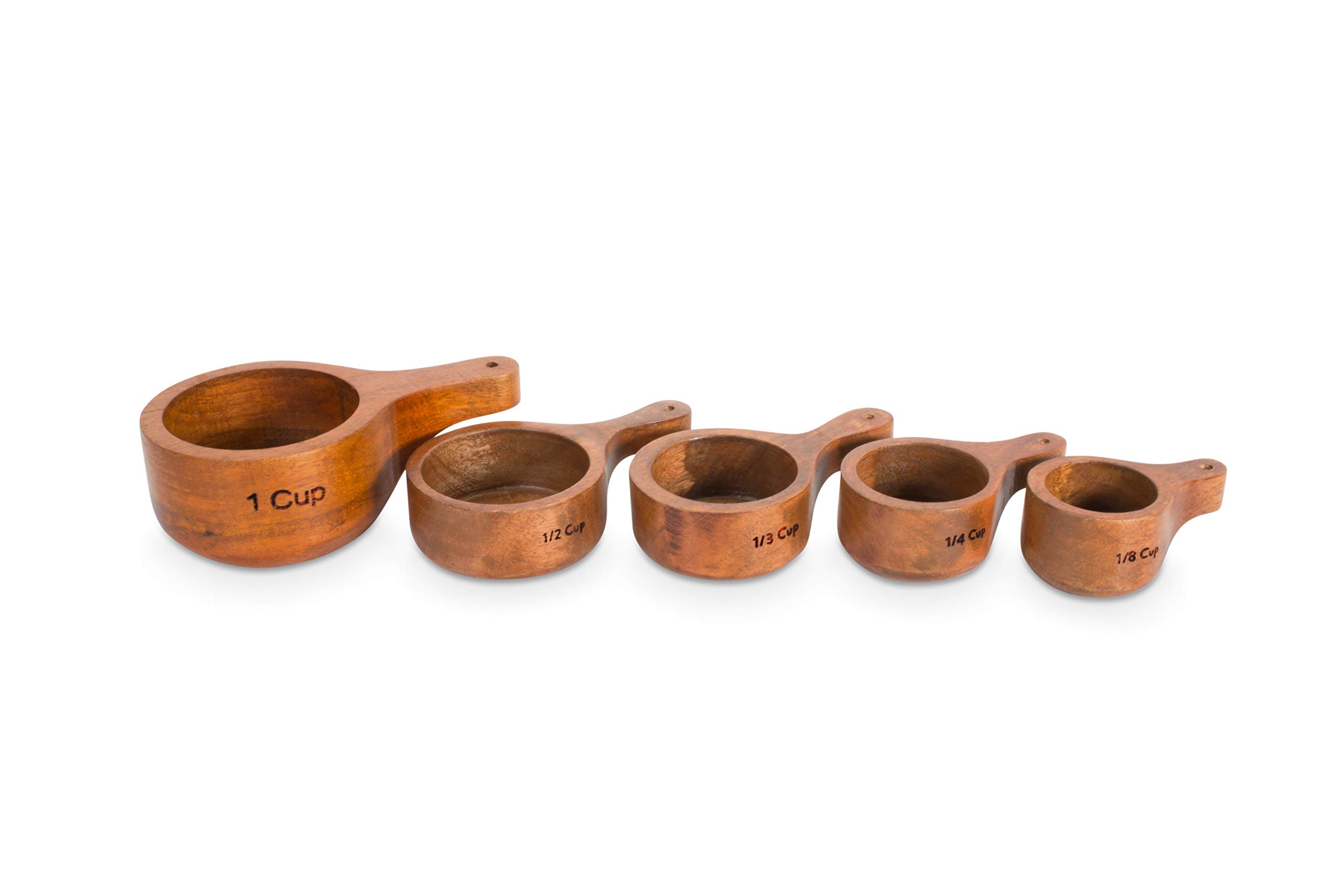 Eco-Friendly Mango Wood Measuring Cup Set of 5, Hand Crafted with Wood ...