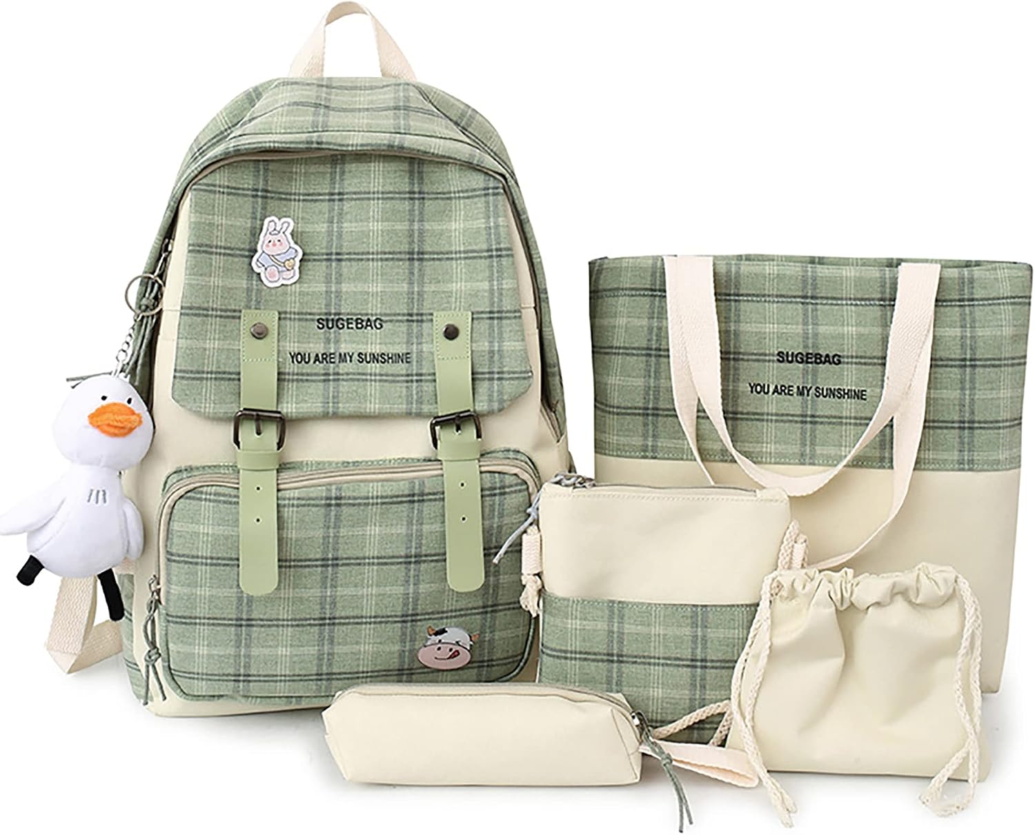Amazon.com | DAHUOJI 5Pcs Kawaii Backpack Set with Badge & Duck Pendant ...