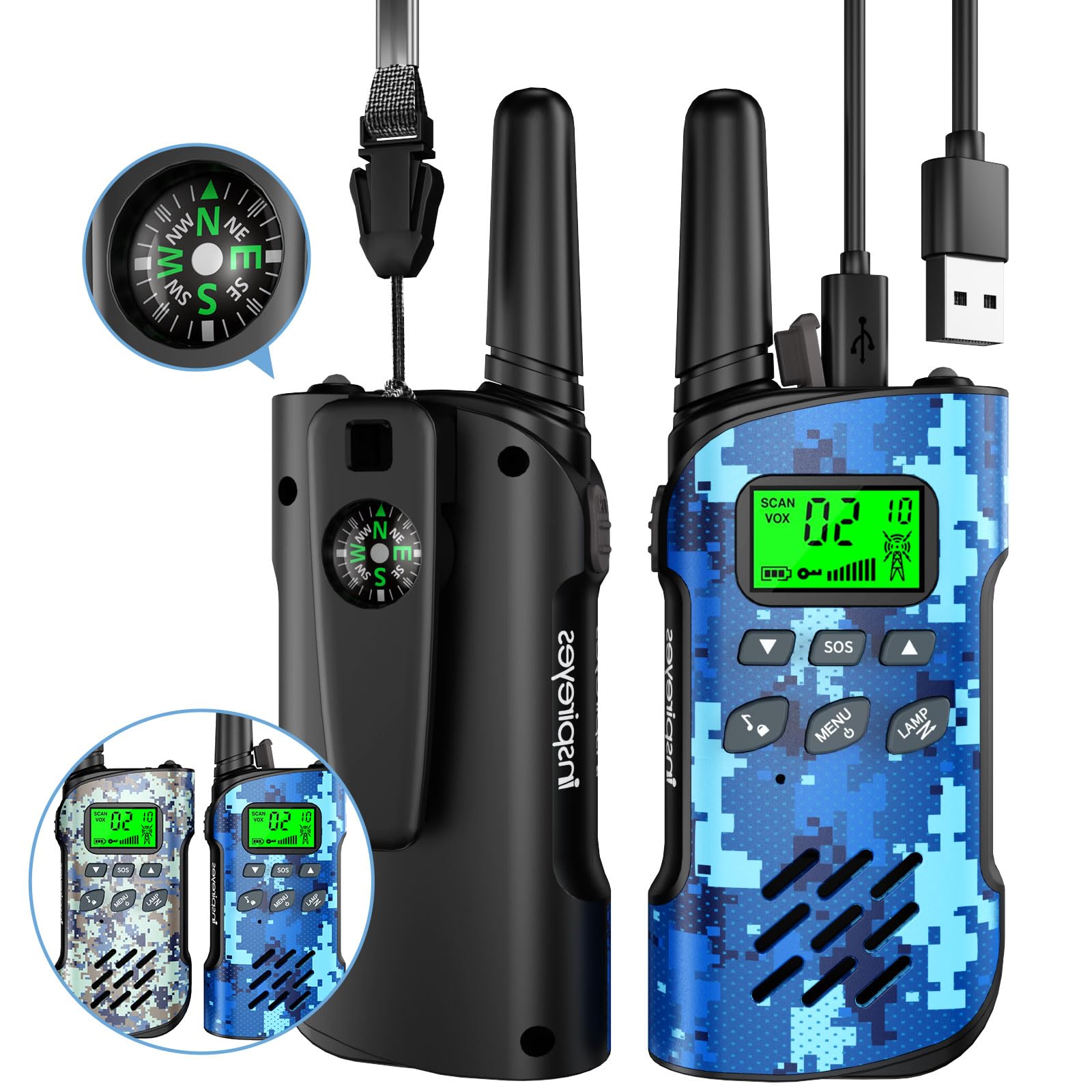 Amazon.com: Inspireyes Walkie Talkies for Kids Rechargeable, 48 Hours ...