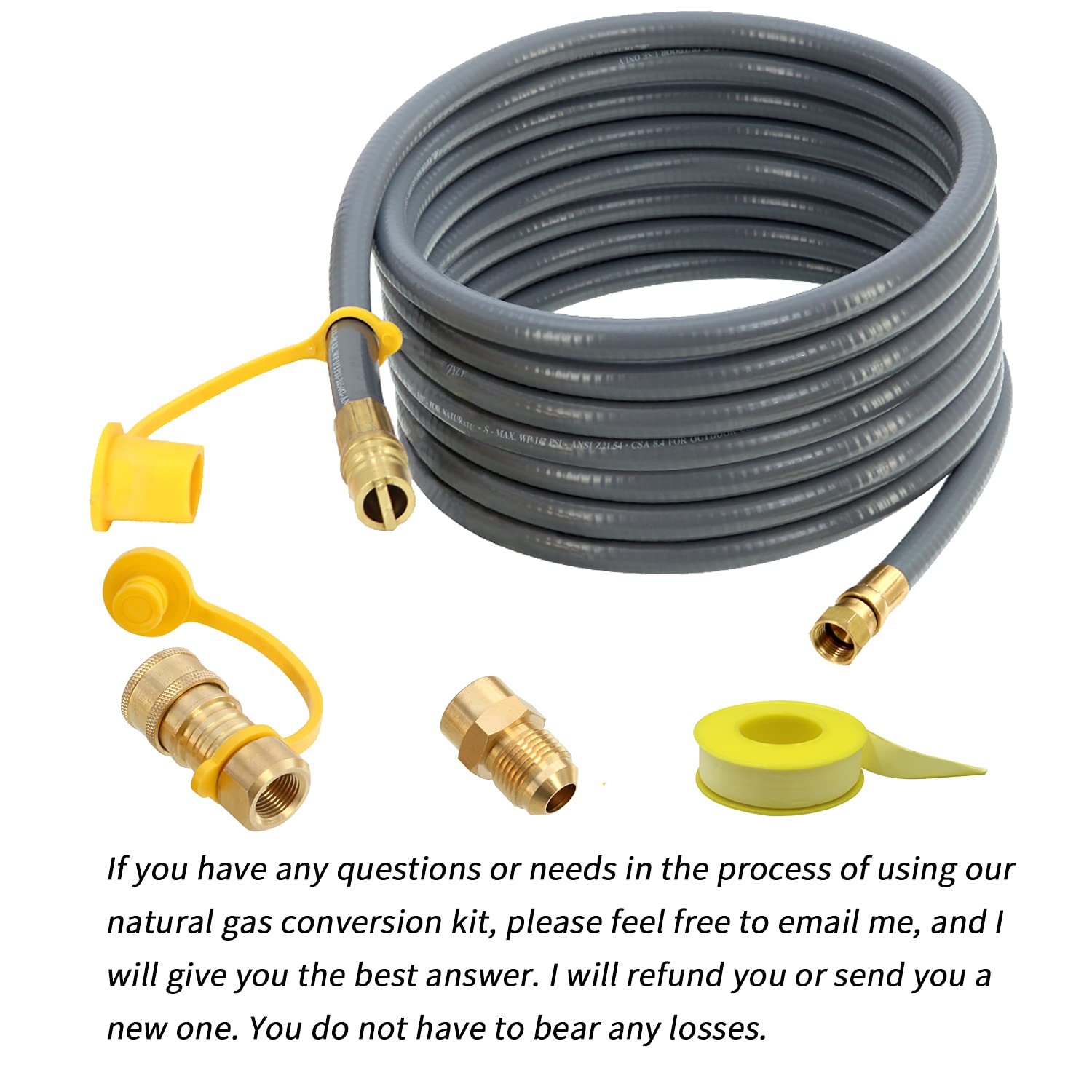 Upgraded 24 Feet 1/2 Inch ID Natural Gas Hose with 3/8 Inch Female ...