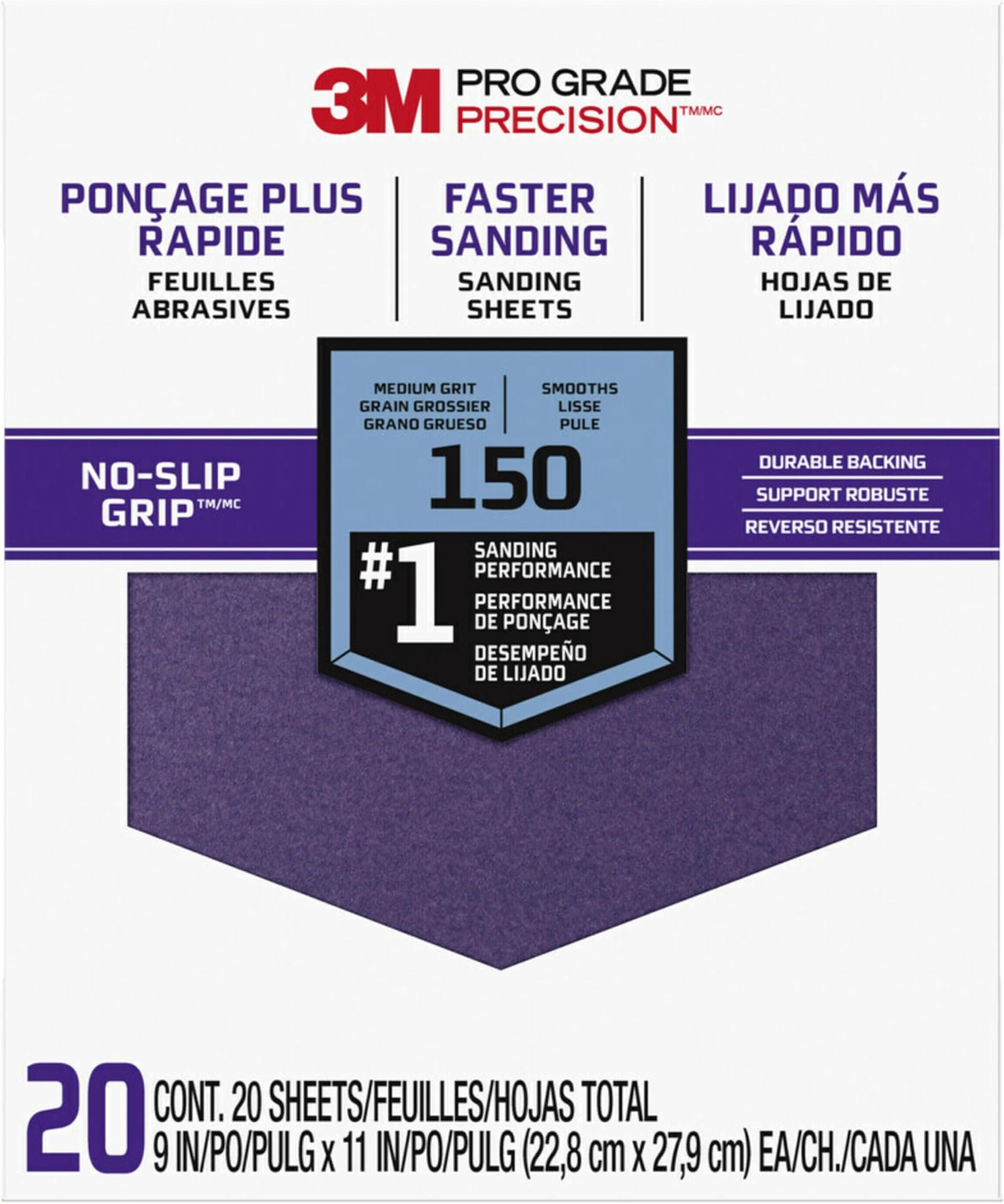 3M Advanced Sandpaper, 3-Pack, 150 Grit, 3M Pro Grade Precision ...