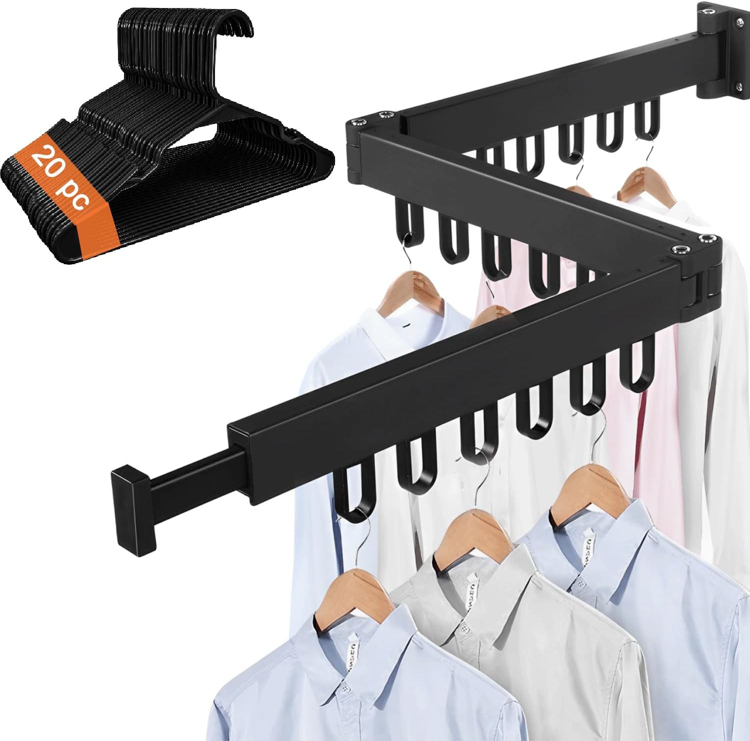 Amazon.com: BRIGHT ZAP Wall Mounted Drying Rack with 20 Hangers ...