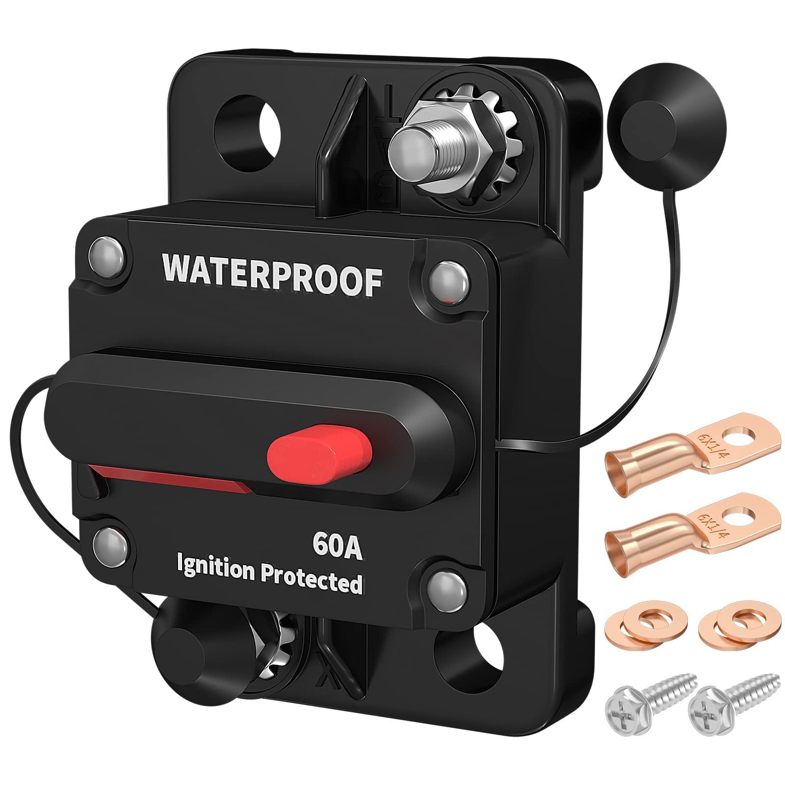 DaierTek 60 Amp Circuit Breaker 12V 24V 48V, DC 12 Volt Marine Circuit ...