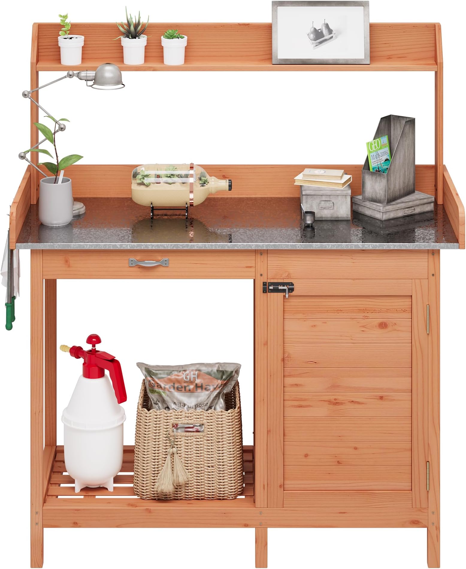 Amazon.com: Potting Benches-Natural Wood Large Garden Outdoor Work ...