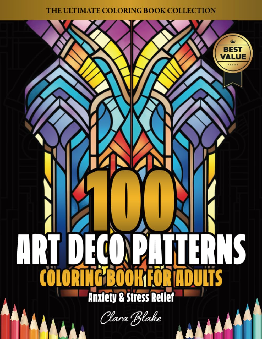 Amazon.com: 100 Art Deco Patterns: Anxiety & Stress Relief Coloring ...