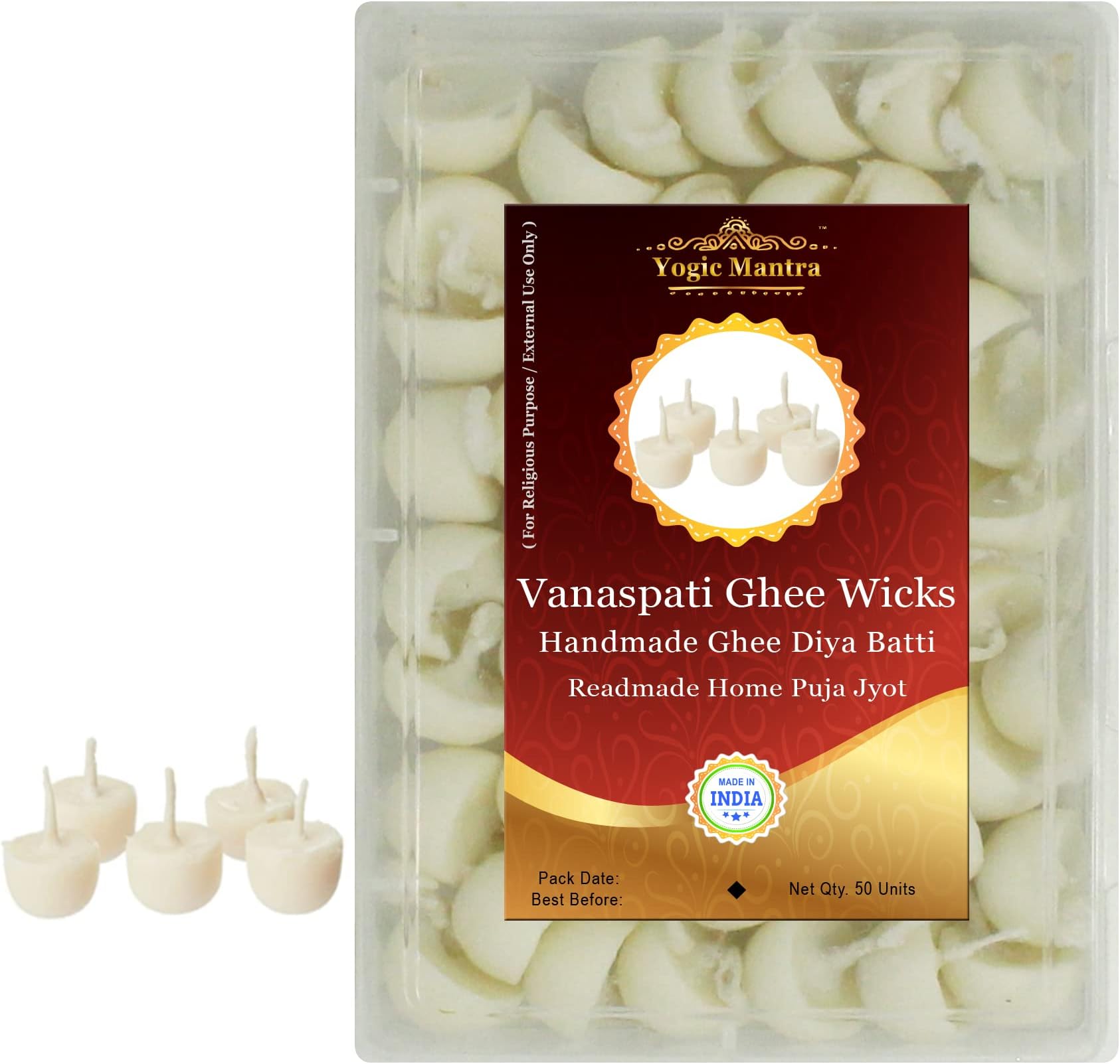 Amazon.com: SATVIK 150 Pc Pure Cow Ghee Wicks for Puja (Upto 30 Mins ...