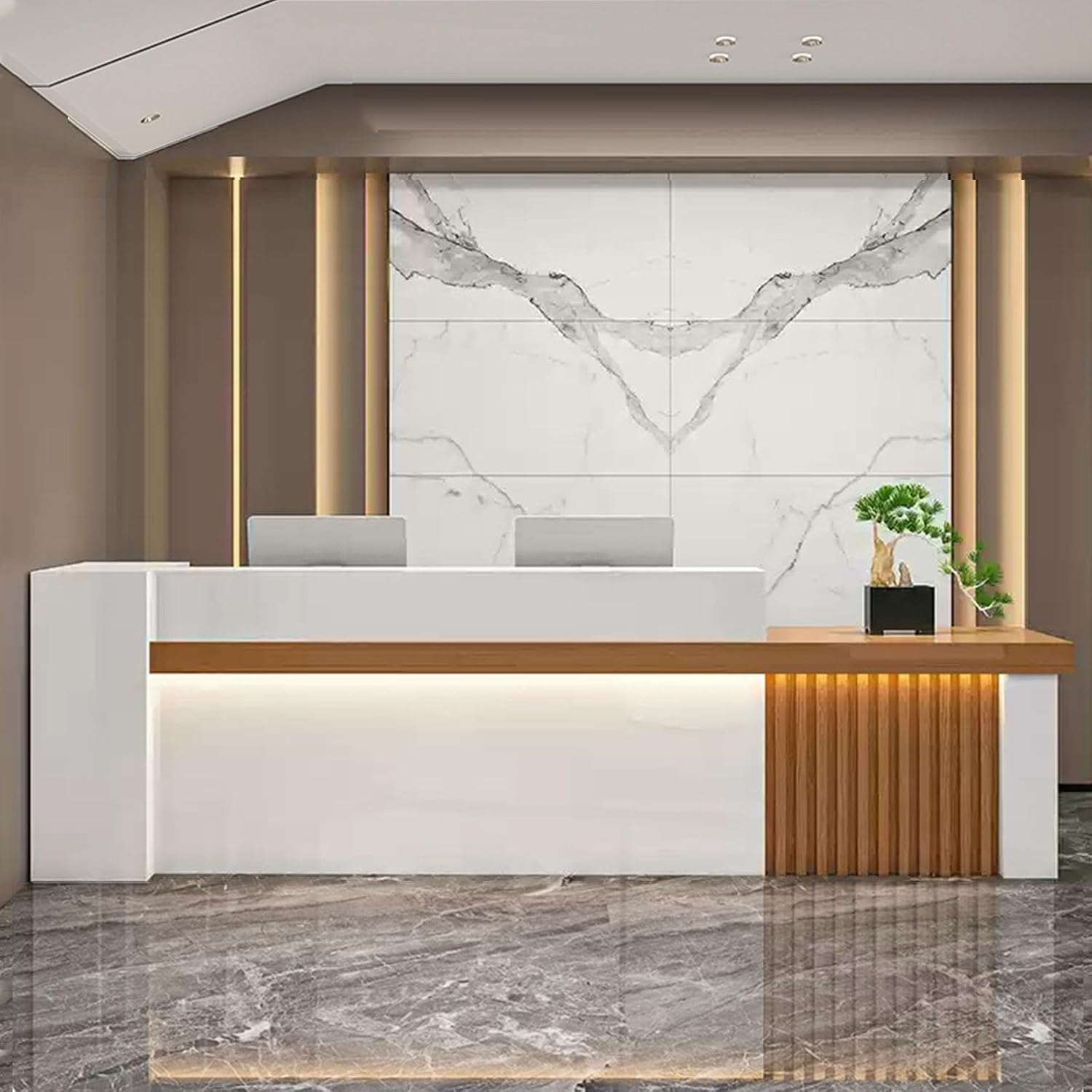 Amazon.com: Modern Reception Desk with Counter & Keyboard Tray, Retail ...