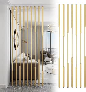 Gold Partition Posts Modern Room Divider Metal Slats，Wall Separation ...