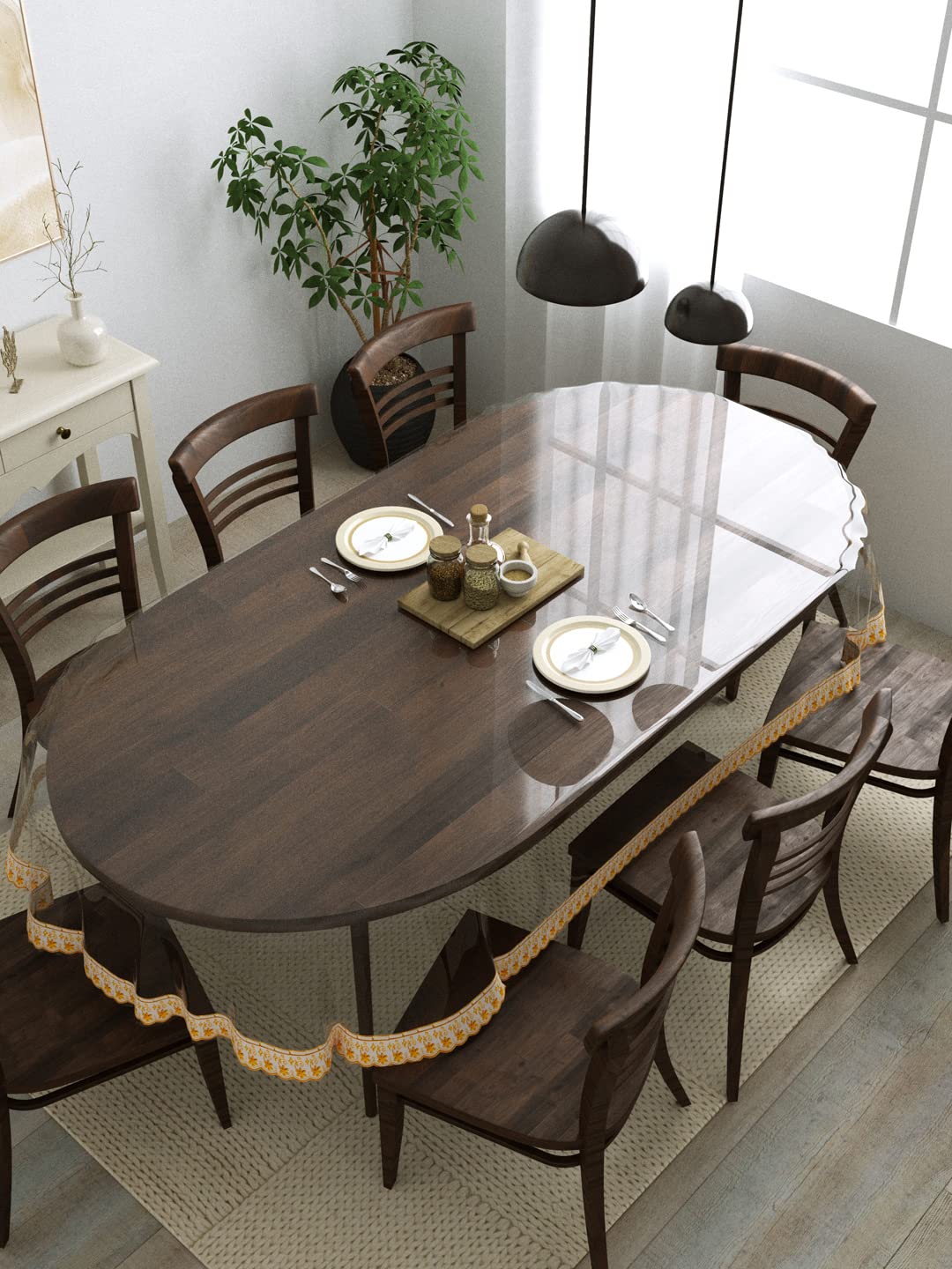 Buy Clasiko 8 Seater Oval Dining Table Cover; 60x108 Inches; Material ...