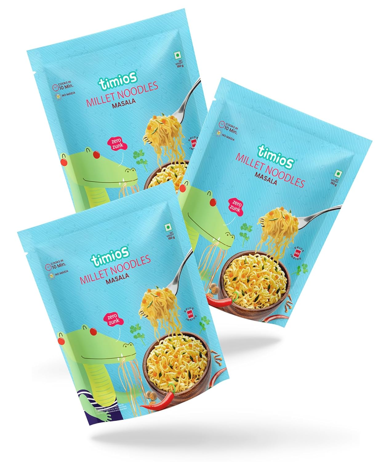 Timios No-Maida Millet Masala Flavored Instant Noodles | Not Fried | No ...
