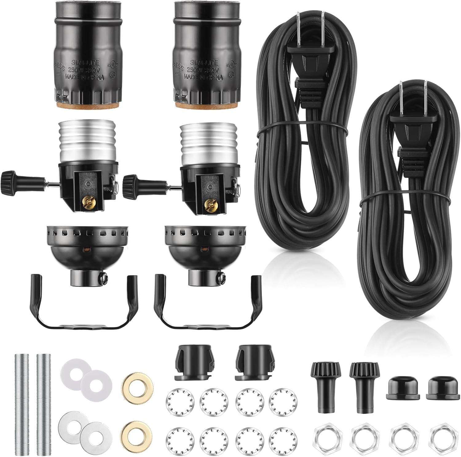 Zonon 2 Packs Floor Lamp Repair Kit, Lamp Parts Rewire with 12 Foot ...