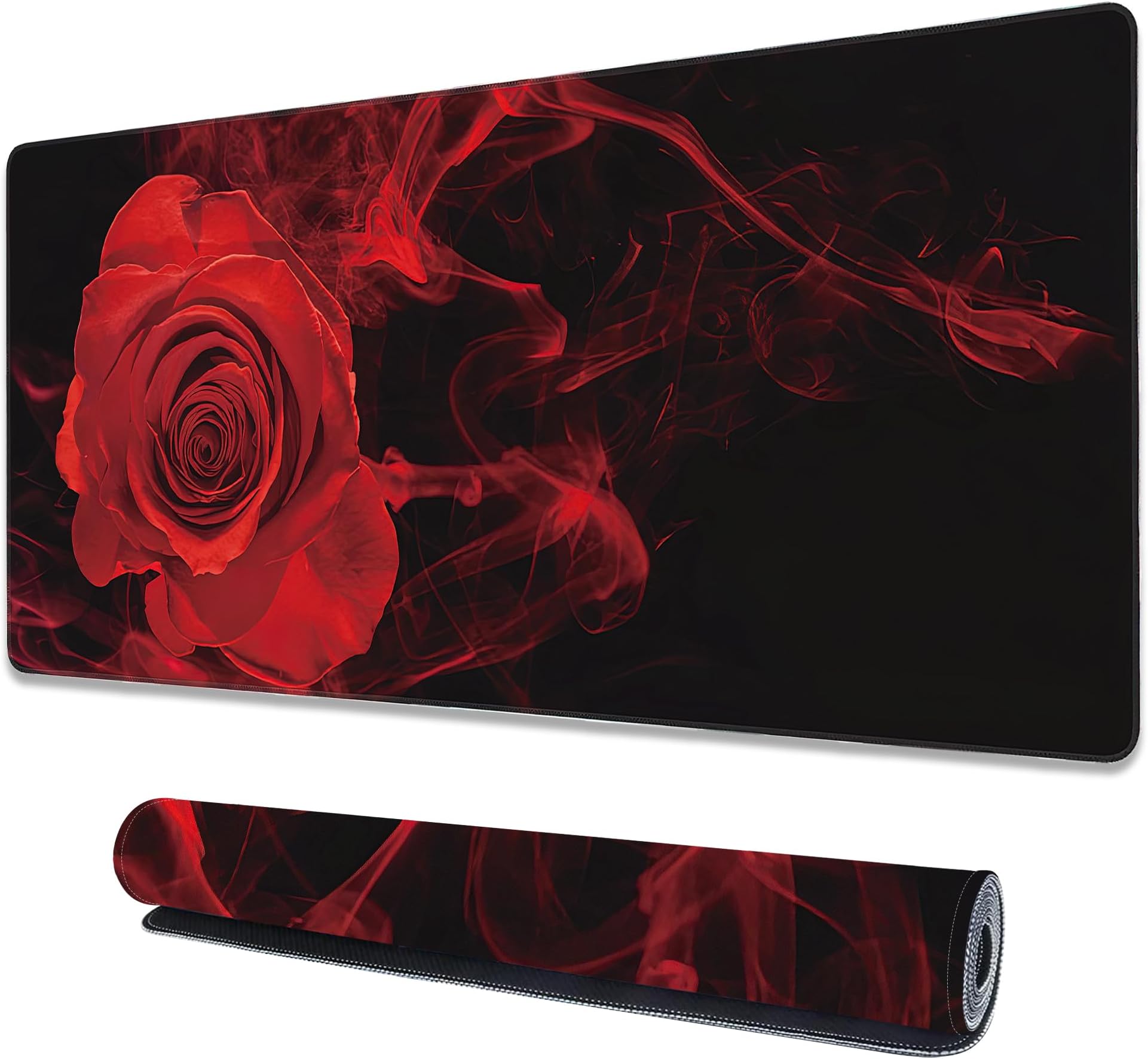 Amazon.com : Uiaoiais Large Extended Mouse Pad Red Smoke Rose Desk Mat ...