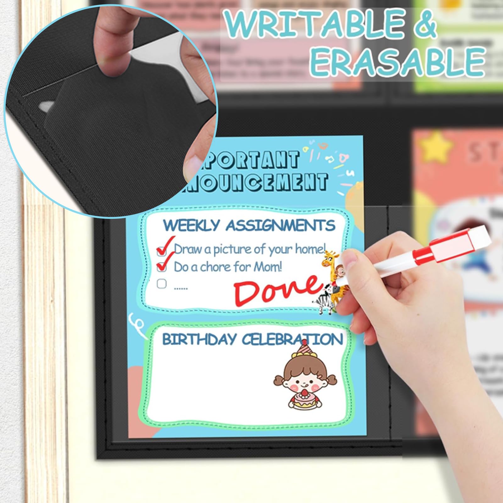 Snapklik.com : ALSLEA 2 Piece Black Pocket Chart For Classroom ...