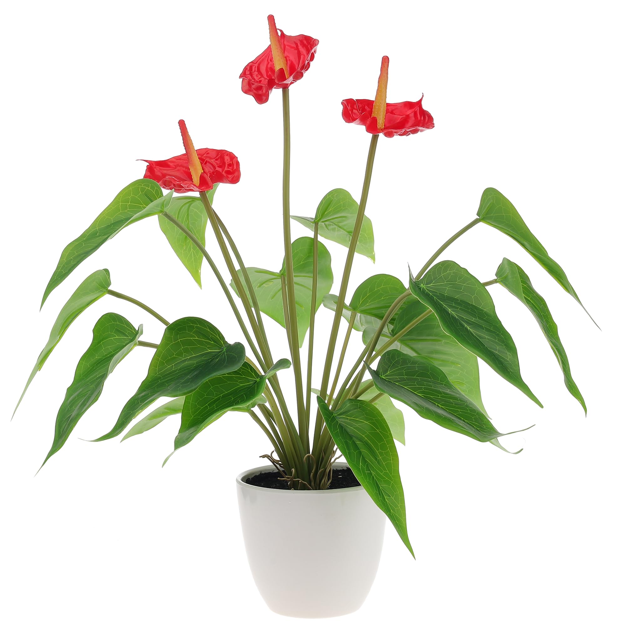 Amazon.com: Quancru 16.5 Inch Realistic Artificial Anthurium Flower Red ...
