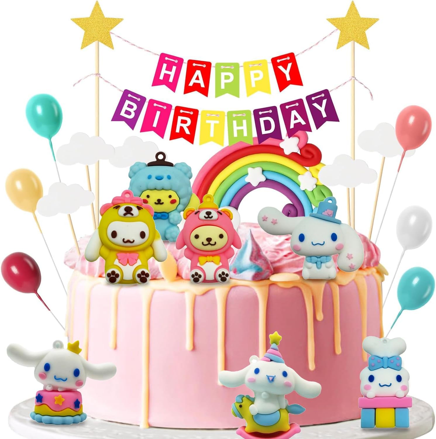 Amazon.com: 37 Pcs Birthday Cartoon Cake Topper and Cupcake Toppers Set ...