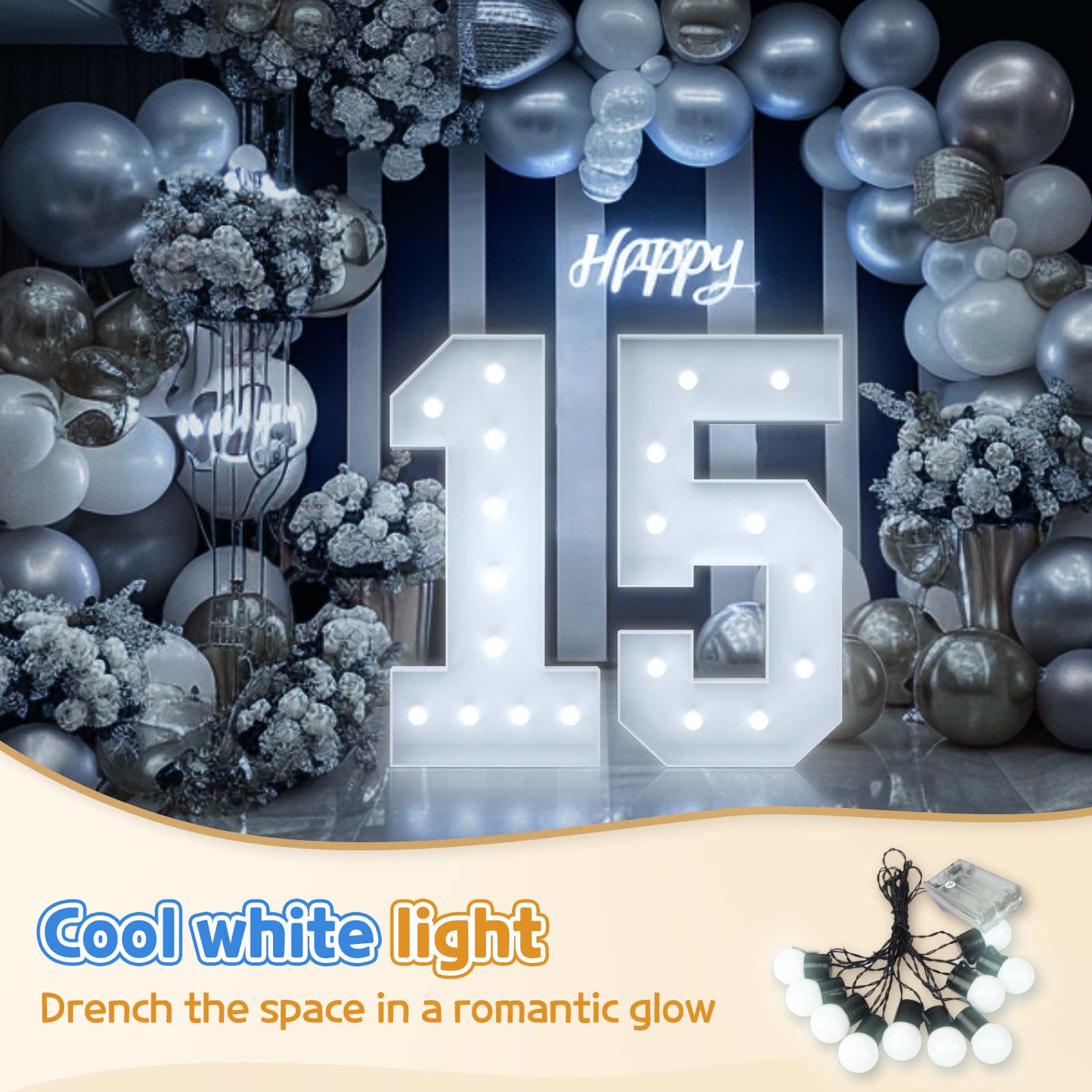 Snapklik.com : Marquee Numbers 4 Feet Tall: Large 15th Birthday ...