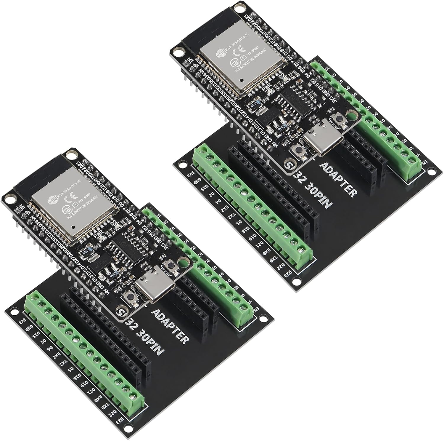 2 Sets Type-C ESP-WROOM-32 ESP32 ESP-32S Development Board CP2102 WiFi ...