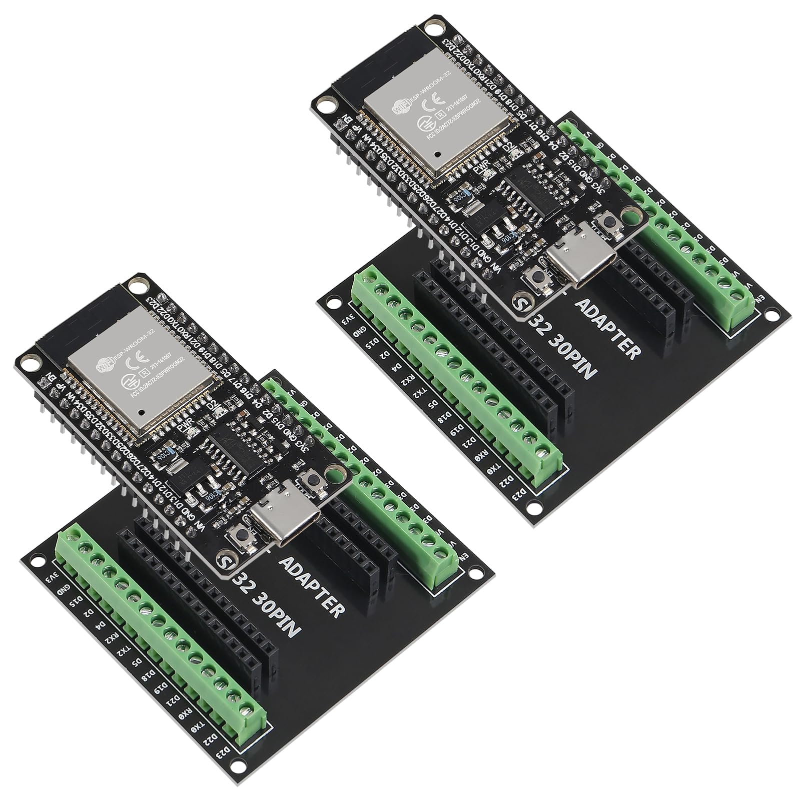 Buy 2 Sets Type-C ESP-WROOM-32 ESP32 ESP-32S Development Board CP2102 ...