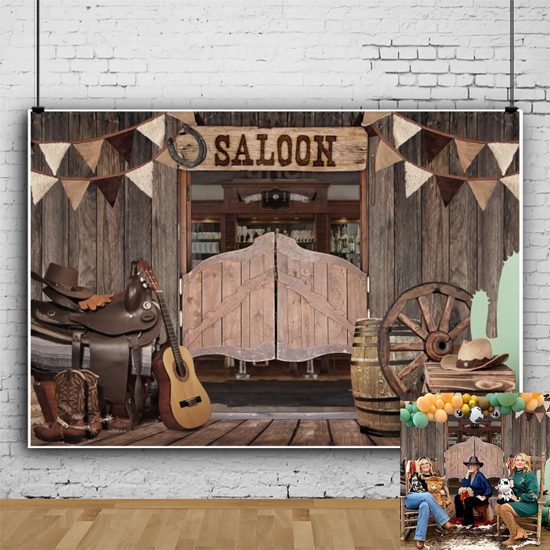 Amazon.com : Western Saloon Backdrop 7x5ft Western Wood Barn Door ...