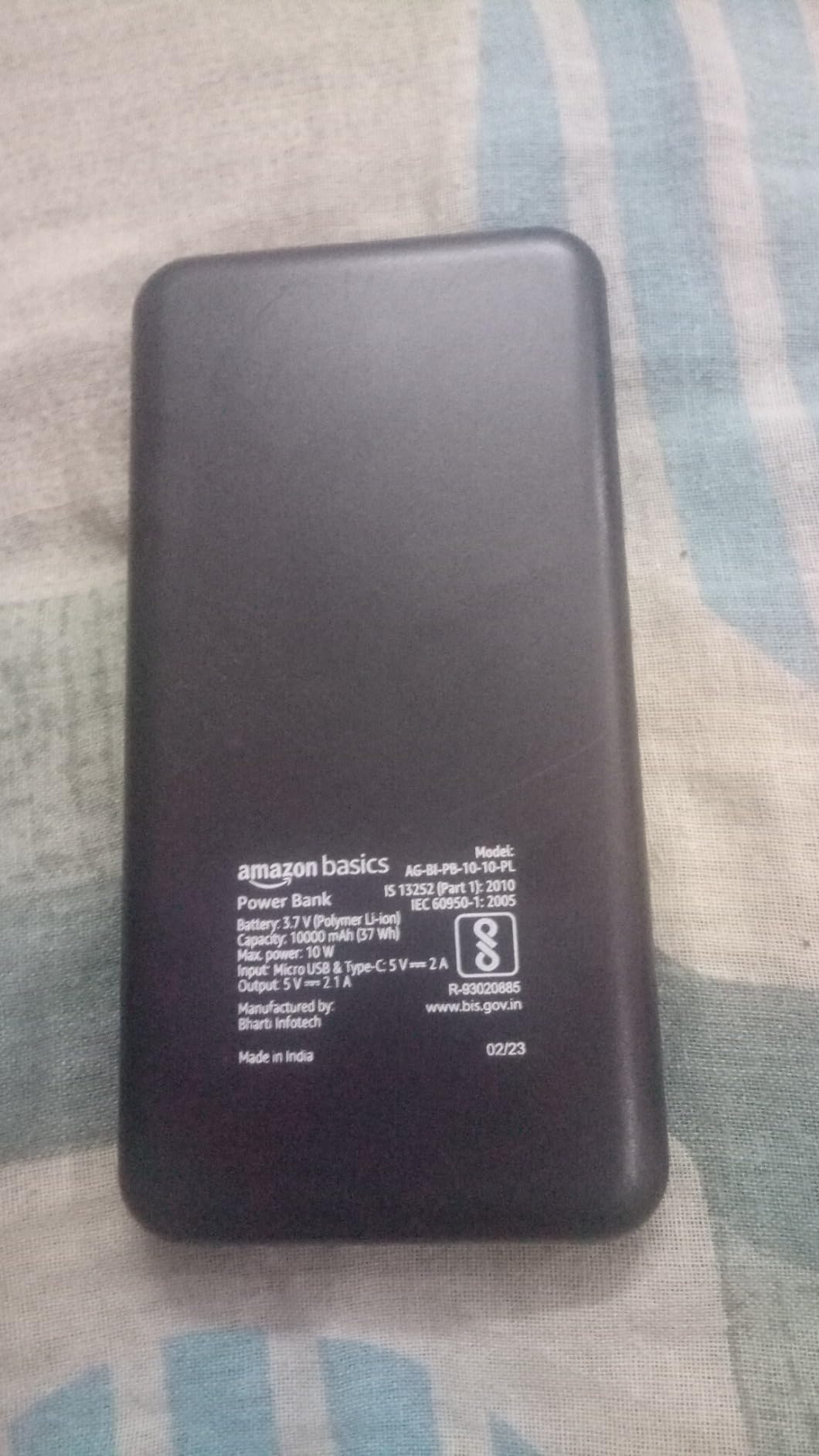 Amazon Basics 10000 mAh Lithium Polymer Power Bank | Dual Input (Type C, Micro USB), Dual Output ...