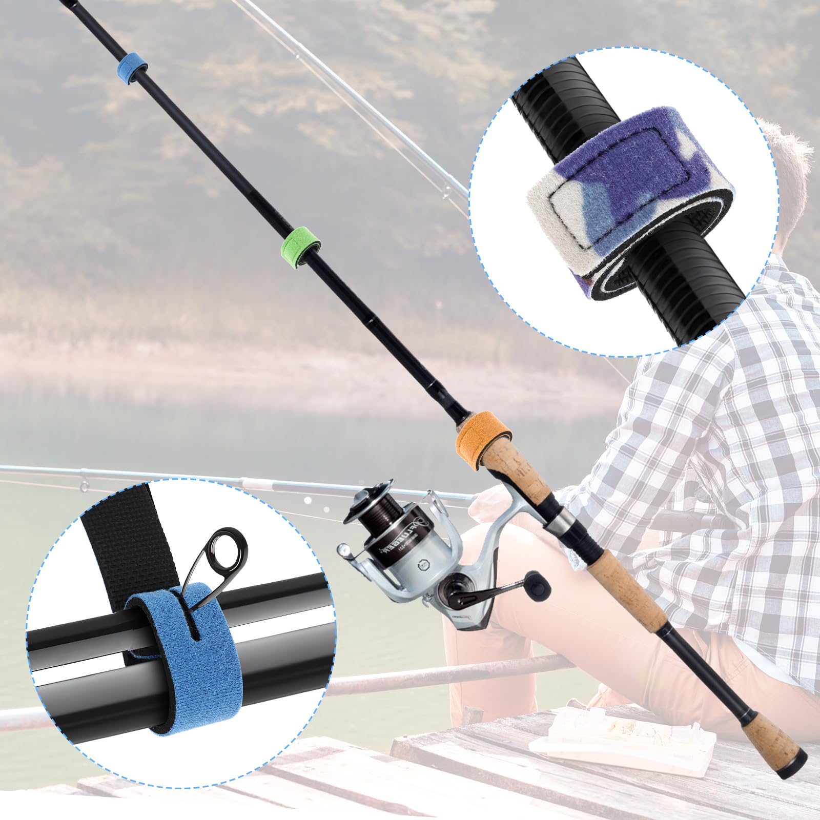 Jeffdad 12 Pcs Fishing Rod Straps, Fishing Rod Ties, Fishing Belt ...