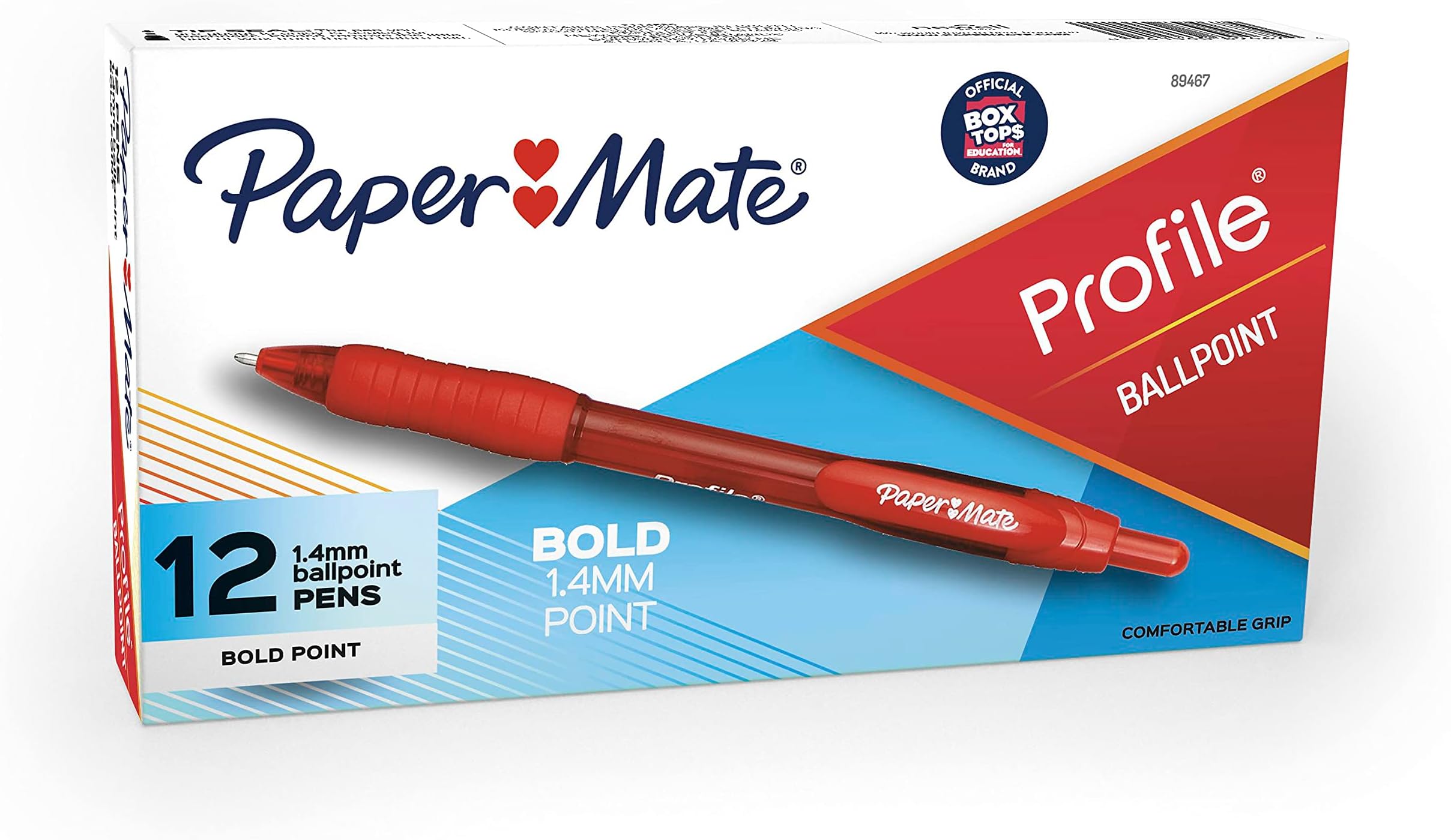 Paper Mate Profile Retractable Ballpoint Pens, 12 Red Ink Pens (89467 ...