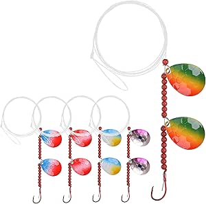Walleye Spinner Rigs Kit, 5pcs Pre-tie Fishing Bait Rigs Spinner ...