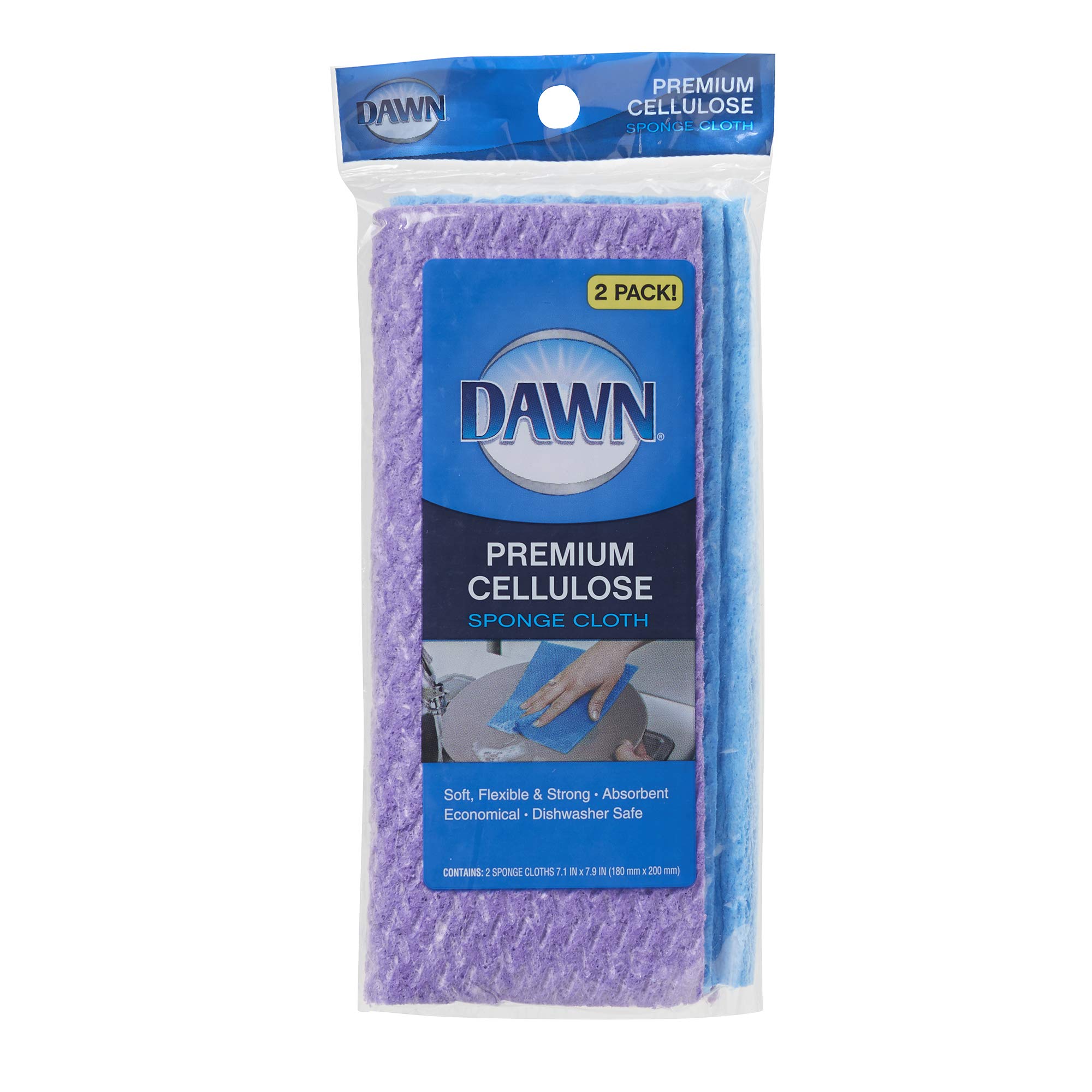 Amazon.com: Dawn 233672 Cellulose Sponge Cloth, 2 Piece, Blue, Purple ...