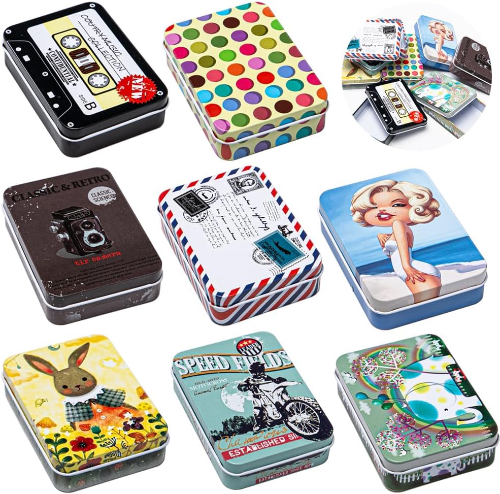 Nivofu 6-Piece Metal Box Set - Portable, Vintage Rectangular Tin ...
