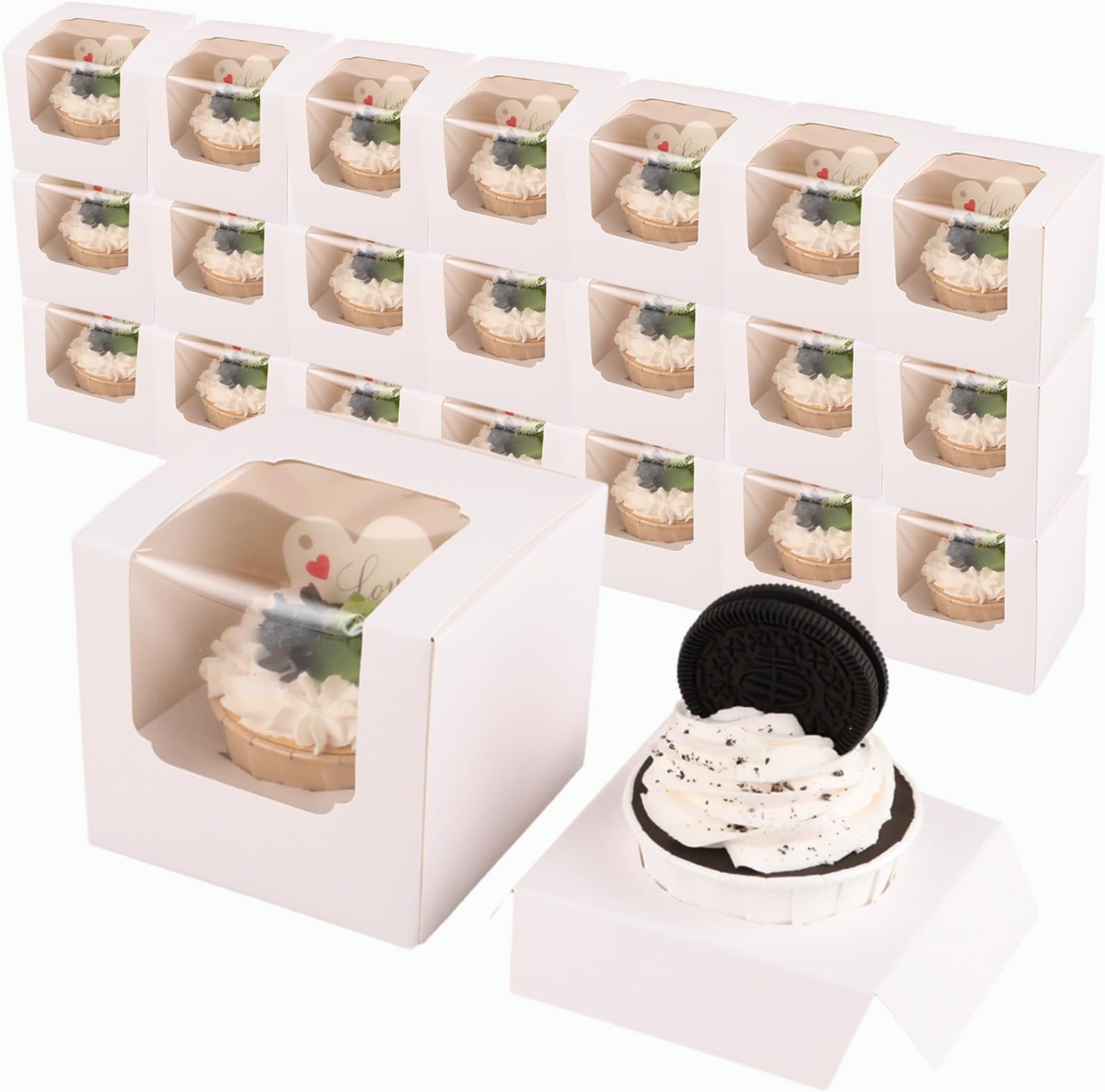 Amazon.com: Acrux7 100 PCS 3.5" Cupcake Boxes Individual Cupcake ...