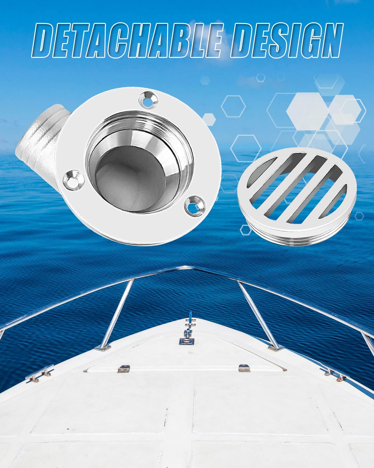 Snapklik.com : HZSIFU Boat Deck Floor Drain, 1-1/2 Inch (38mm) 90 Degree Marine 316 Stainless ...