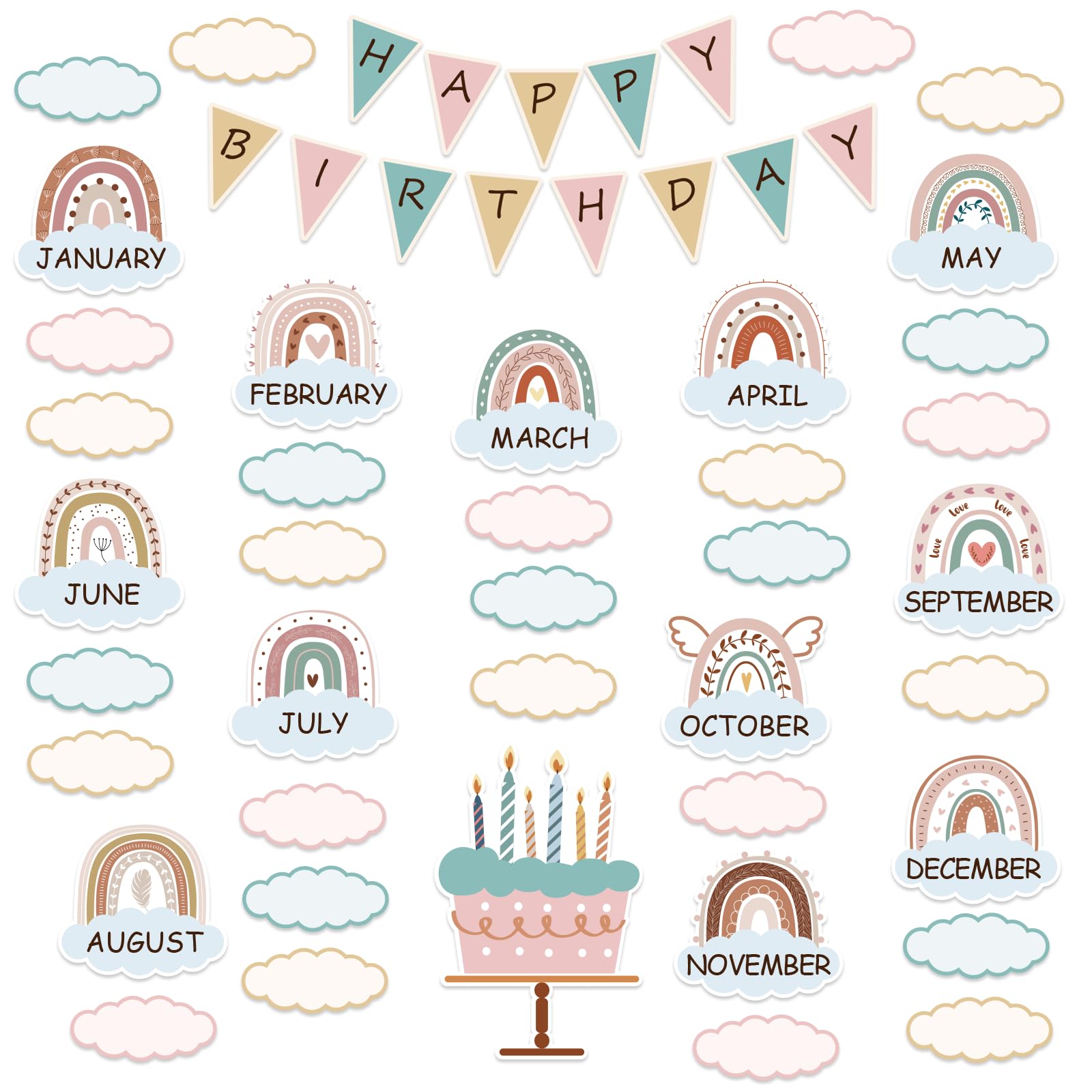 Amazon.com: NBjiuyin Boho Bulletin Board Decorations Set Classroom ...