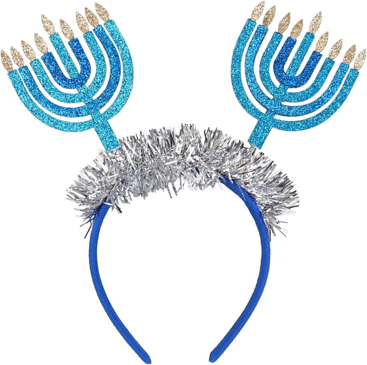 Amazon.com : Totelux Hanukkah Headband Blue Menorah Hair Band Glitter ...