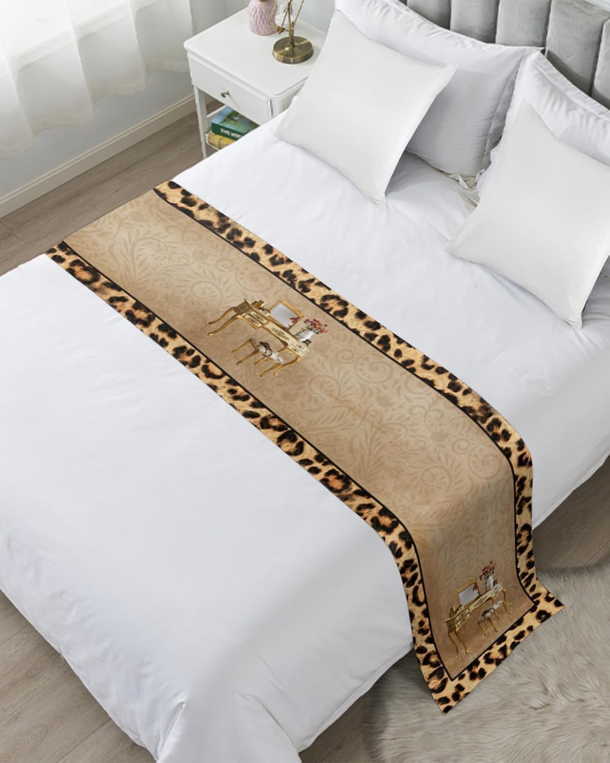 Amazon.com: King Bed Runner,Leopard Cheetah Animal Print Decorative ...