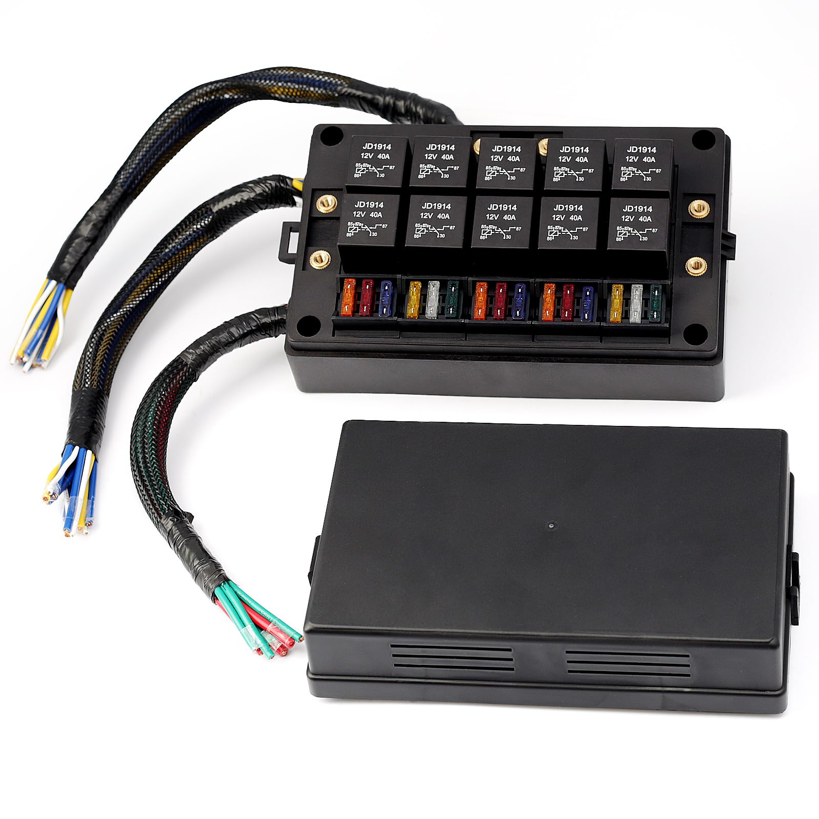 Pre-Wired 12V Fuse Relay Box 15 Slots, Universal Relay Box ATC/ATO Fuse ...