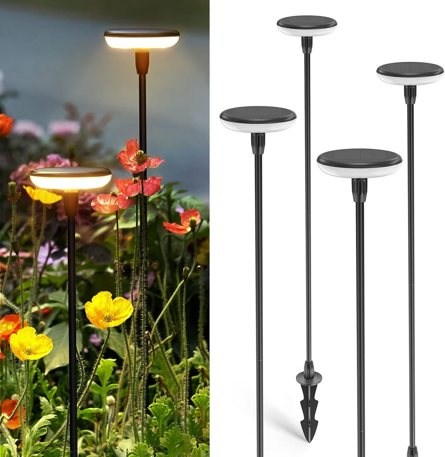 GEARLITE Solar Lights Outdoor Garden, 4 Pack Swaying Garden Lights ...