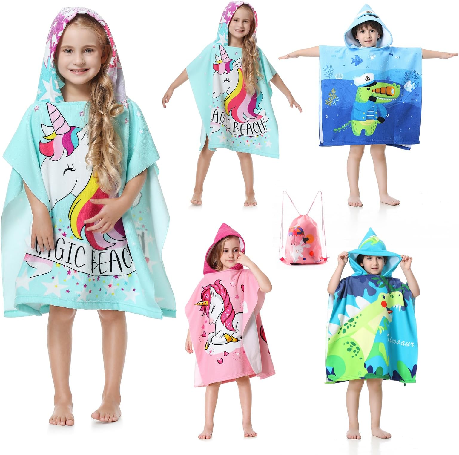 Bikasun Astronaut Badeponcho Kinder Poncho Handtuch mit Kapuze, Weich ...