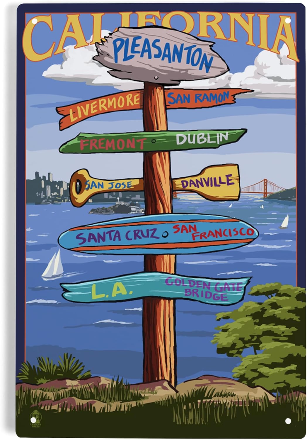 Amazon.com : Lantern Press 6x9 Inch Metal Sign, Pleasanton, California ...