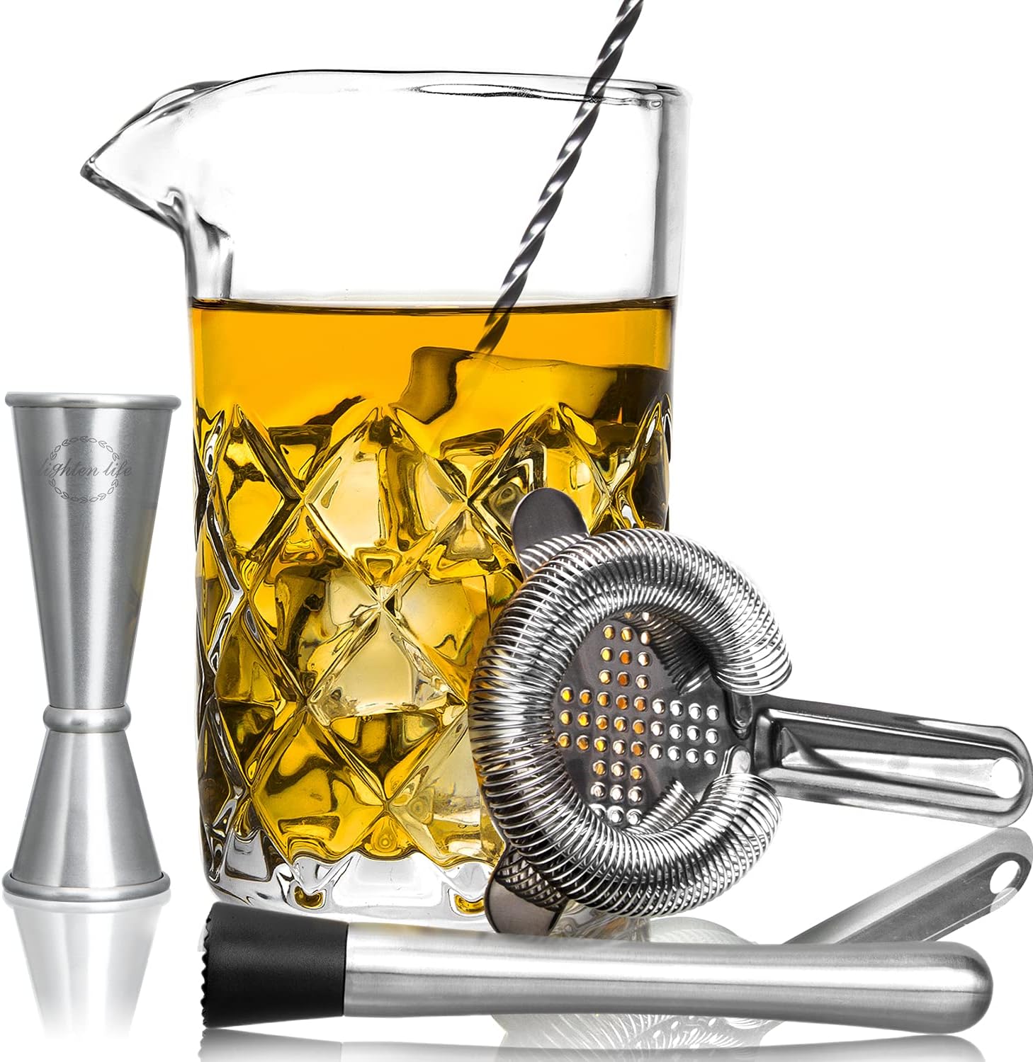 Amazon.com: Lighten Life Cocktail Mixing Glass Set,Bar Mixing Set with ...