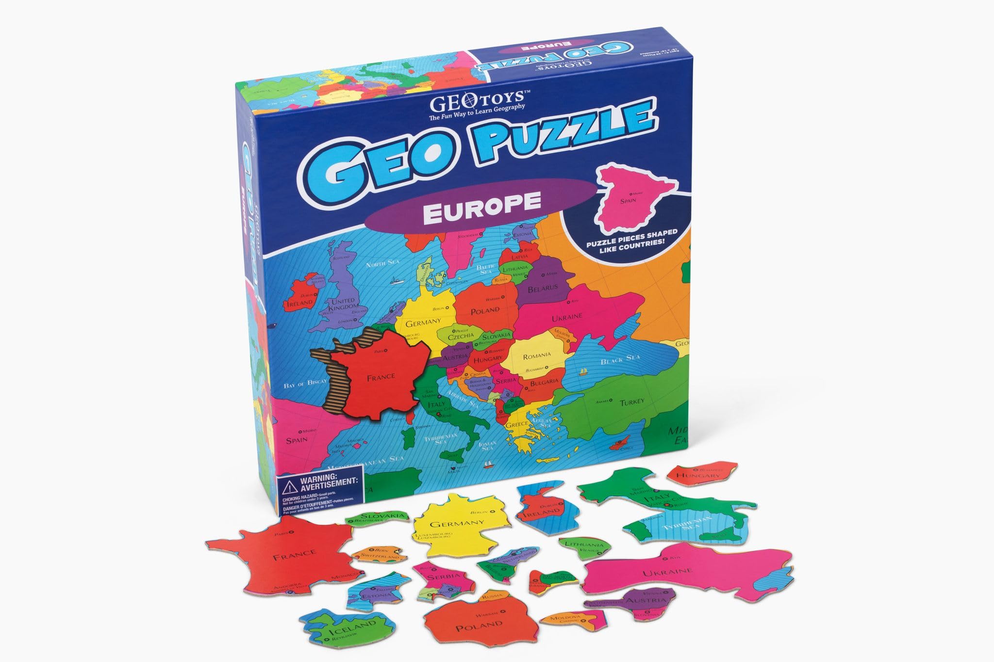 Amazon.com: GeoToys GeoPuzzle, Europe Shaped Jigsaw Puzzles, 58 Pc ...