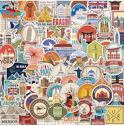Amazon.com: 100 PCS Travel Stickers - Waterproof PVC Vinyl Animal ...