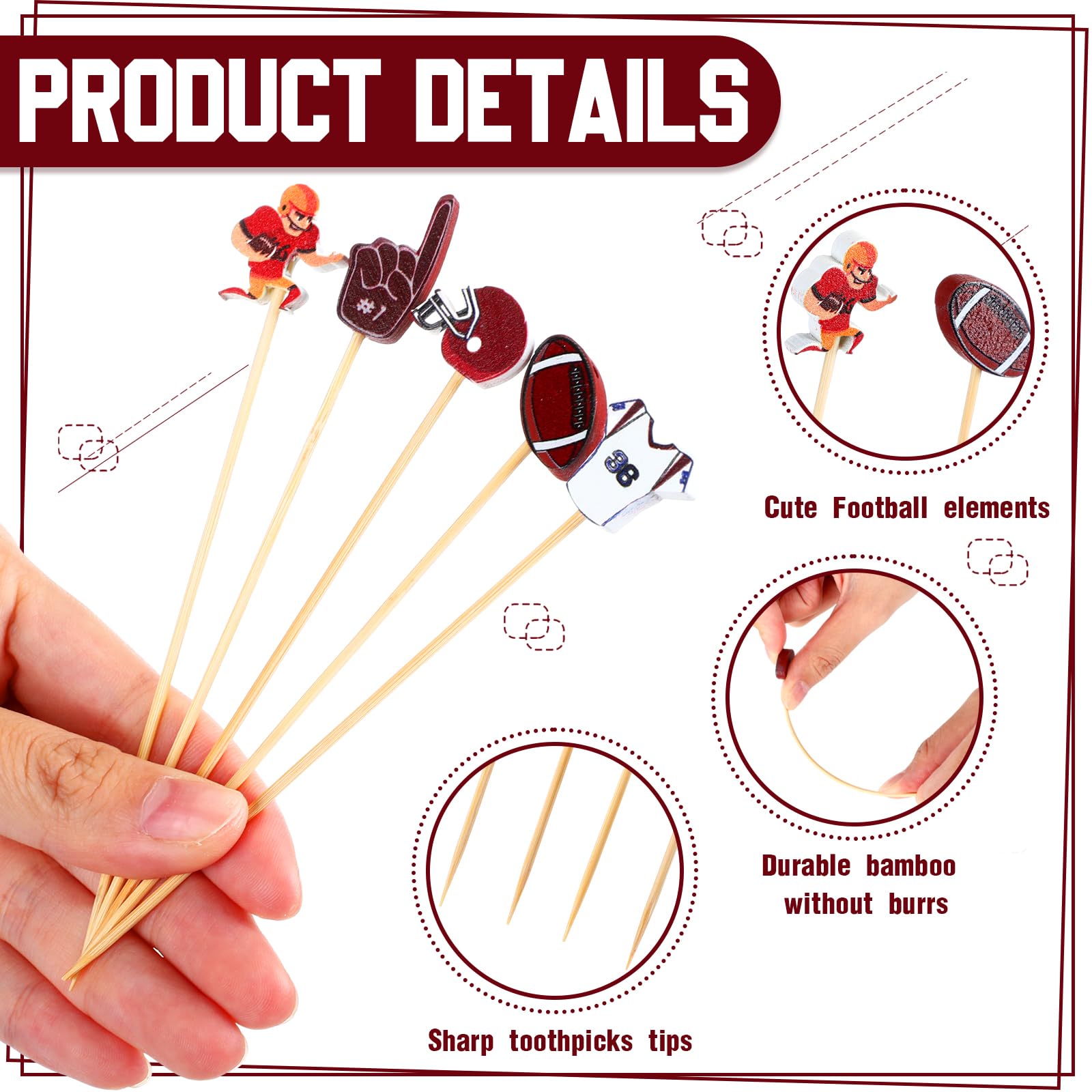 Snapklik.com : 400 Counts Football Themed Cocktail Picks 4.72 Inches ...