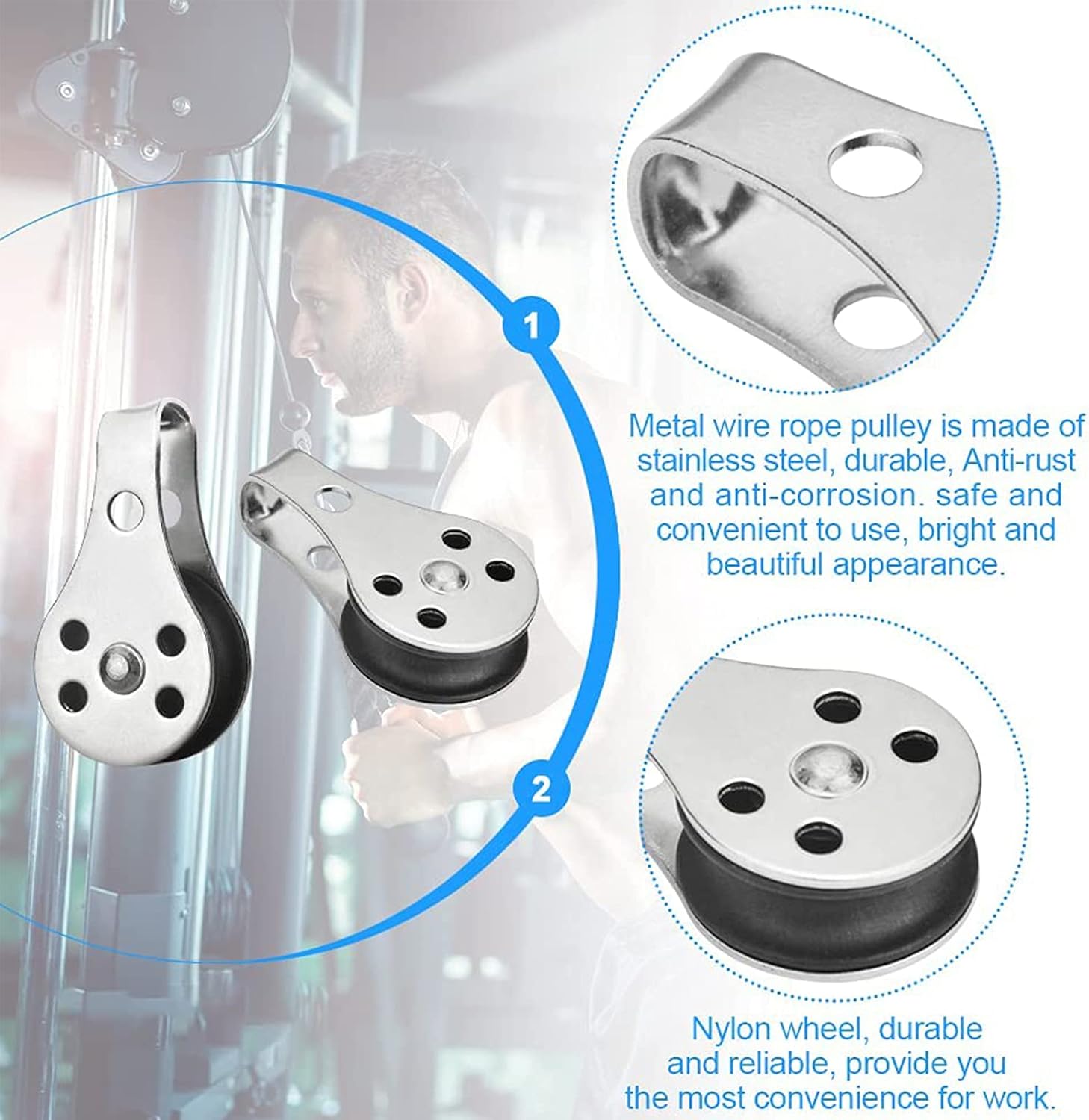 3 Pieces Wire Rope Pulley Roller Shells Pulley Roller Pulley Stainless ...