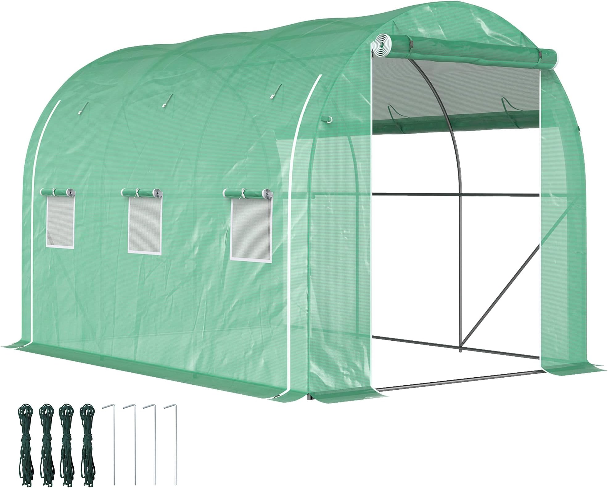 Outsunny Serre de jardin 12 m², serre tunnel de jardin 4 x 3 x 2 m avec ...