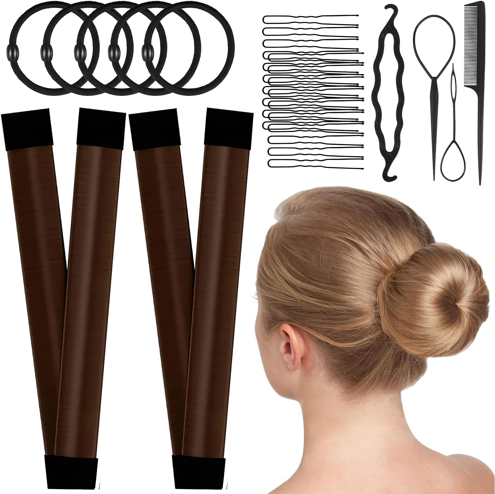 Amazon.com: Hair Bun Shaper Set, Include 3 Pieces Hair Bun Donut, 2 ...