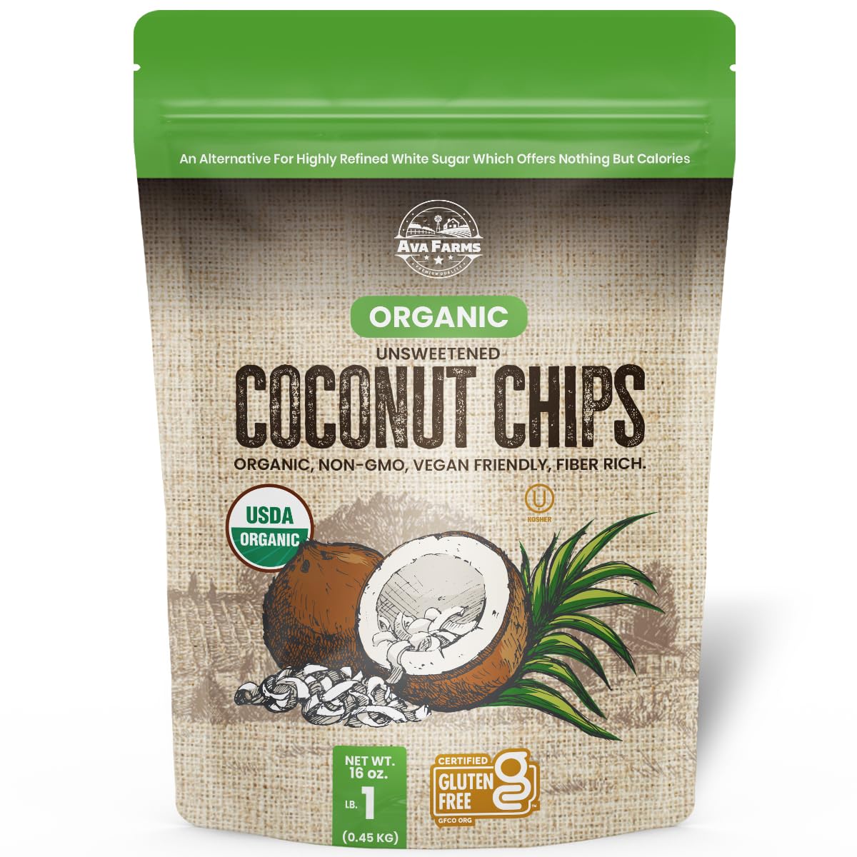 Snapklik.com : Ava Farms Coconut Chips 1 LB Large Coconut Flakes ...