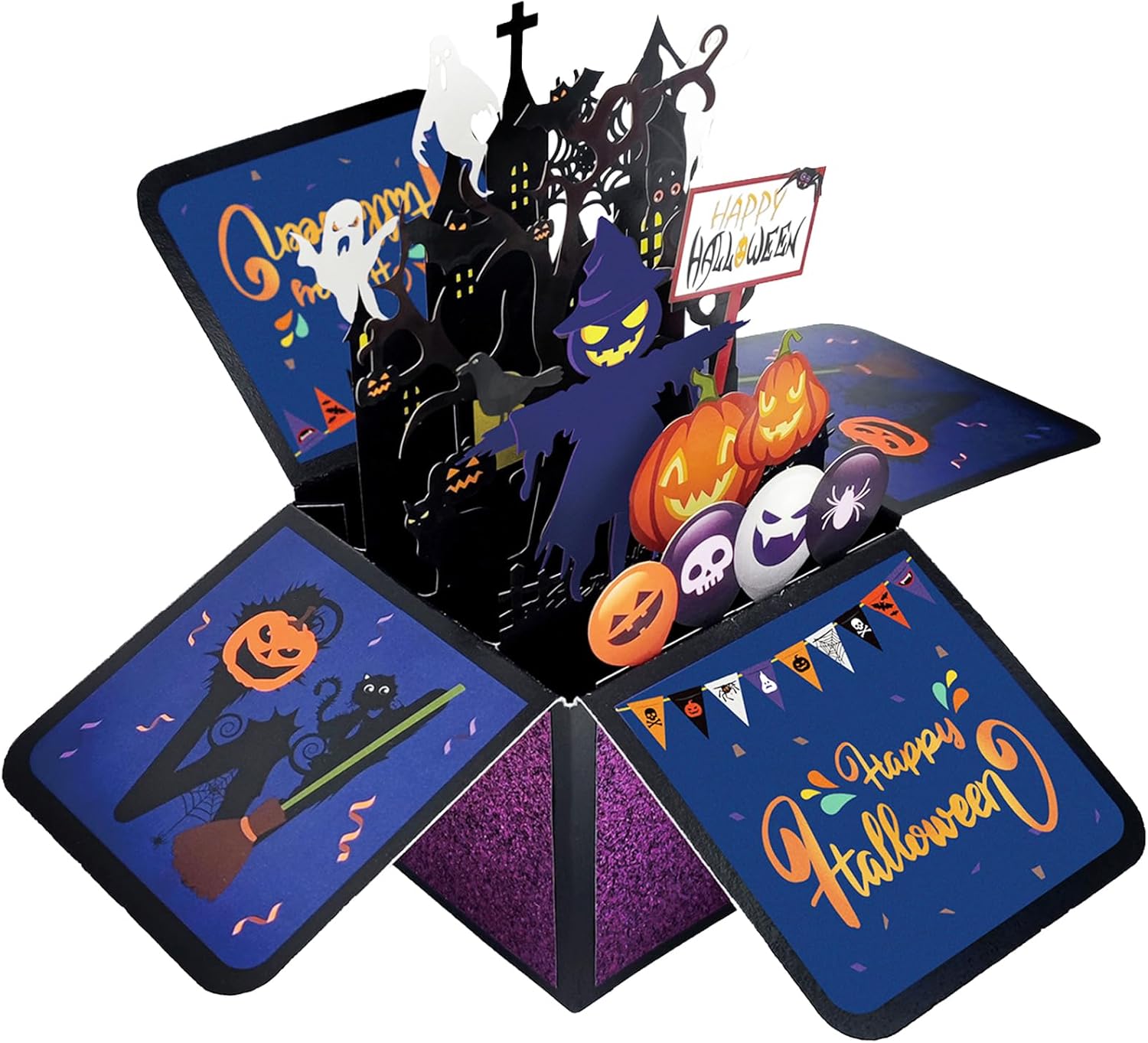 Amazon.com : YiKaLus Funny Pumpkin Halloween Greeting Pop Up Card ...